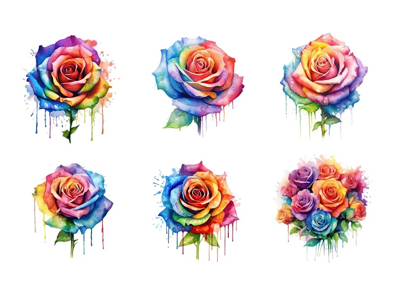 Floral Rose Bundle PNG Rose Flower Bundle Clipart Roses - Etsy