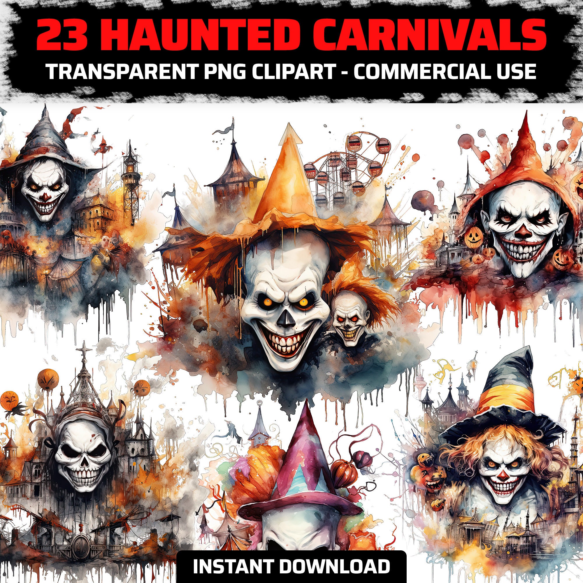 Haunted Clipart Spooky PNG Carnival Clipart Halloween PNG - Etsy