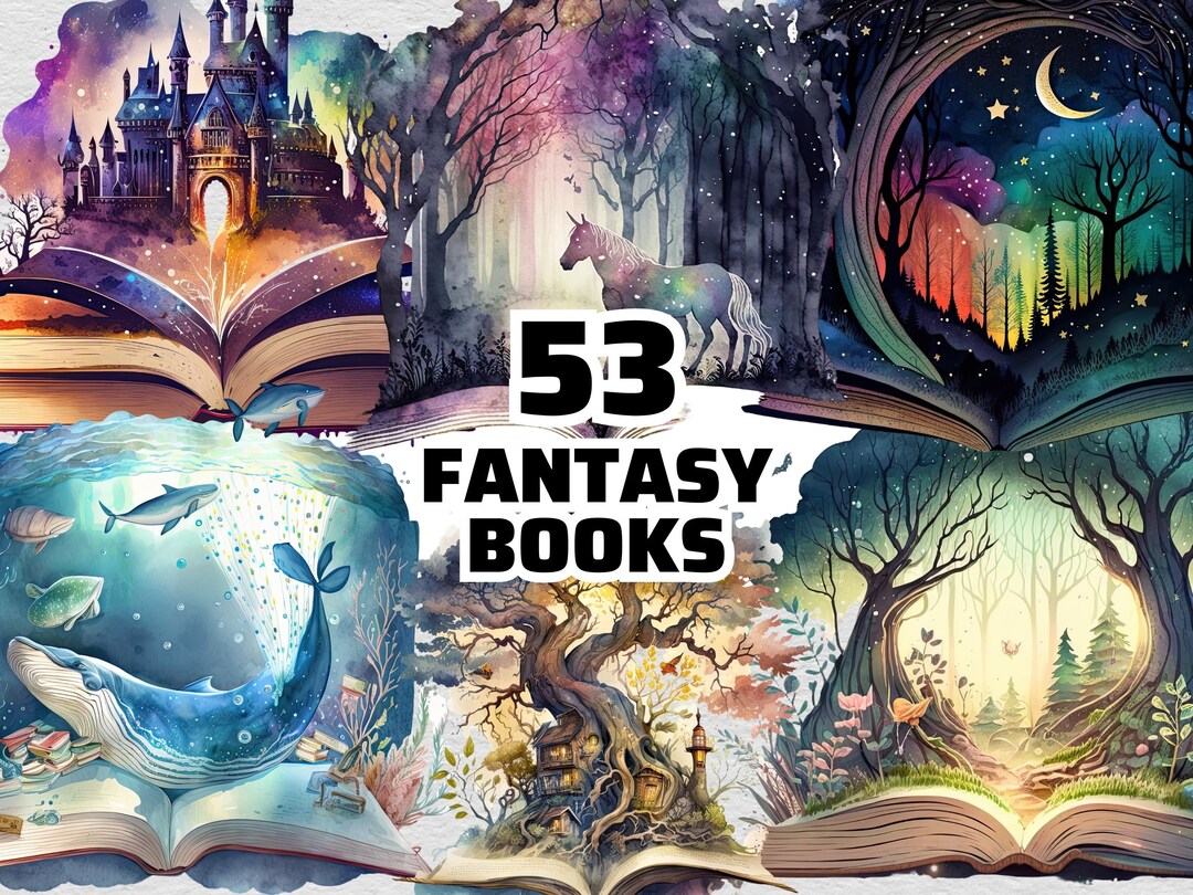 Fantasy Book PNG, Magical Books PNG, Watercolor Book Clipart, Books ...