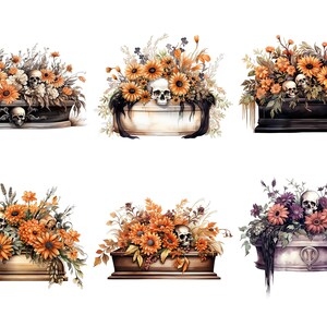 Floral Coffin PNG, Scary Clipart, Scary Halloween PNG, Spooky Clipart ...