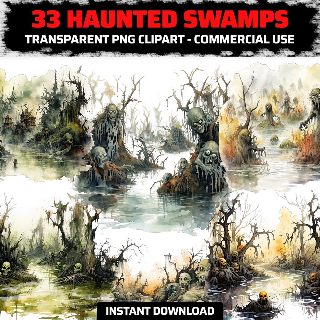 Swamp Clipart, Spooky PNG, Haunted Clipart, Halloween PNG, Scary ...