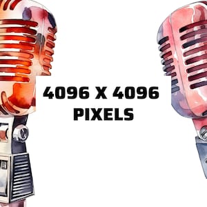 Watercolor Vintage Microphone Clipart, Vintage Clipart Bundle, Music ...