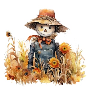 Fall Scarecrow Clipart, Autumn PNG, Scrapbook Clipart, Fall Clipart ...