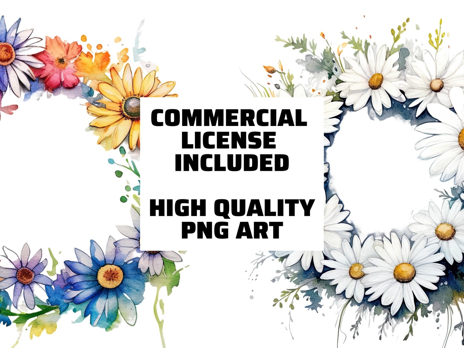 Wreath Clipart Daisy Wreath PNG Floral Wreath Clipart - Etsy