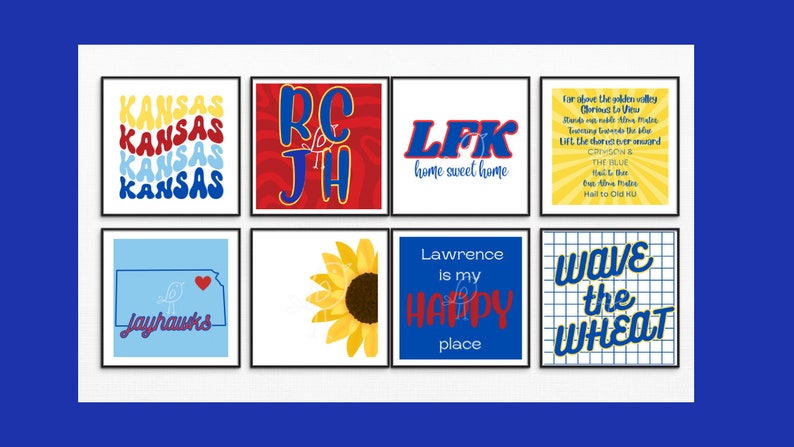 Fun, University of Kansas Theme Digital Download Wall Decor; Dorm Room ...