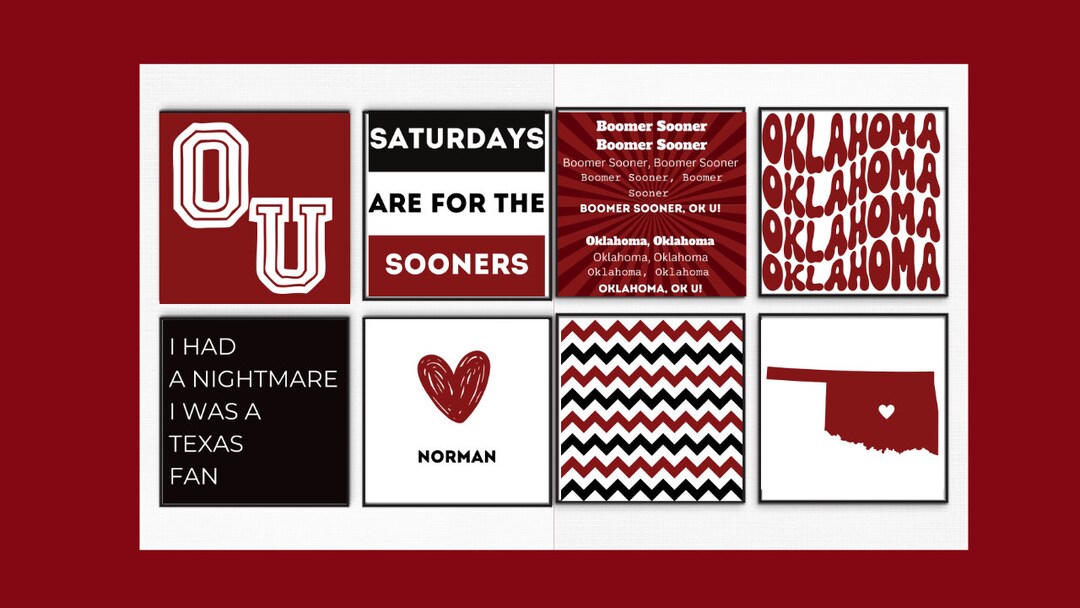 Fun, OU Sooner College Wall Art; Dorm Room Prints; Sooner Dorm Decor ...