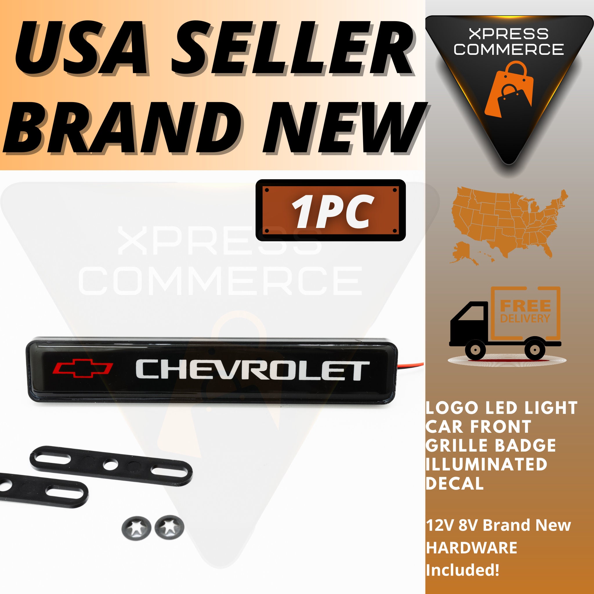 Chevrolet Logo LED Light Car Front Grille Badge Illuminated Decal ...