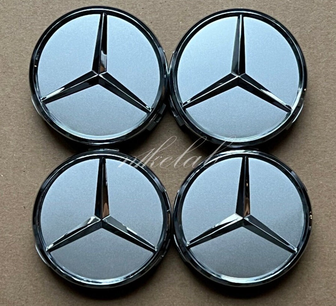 Set of 4 Fits for Most Mercedes Benz 75mm Silver Chrome Amg Wheel ...