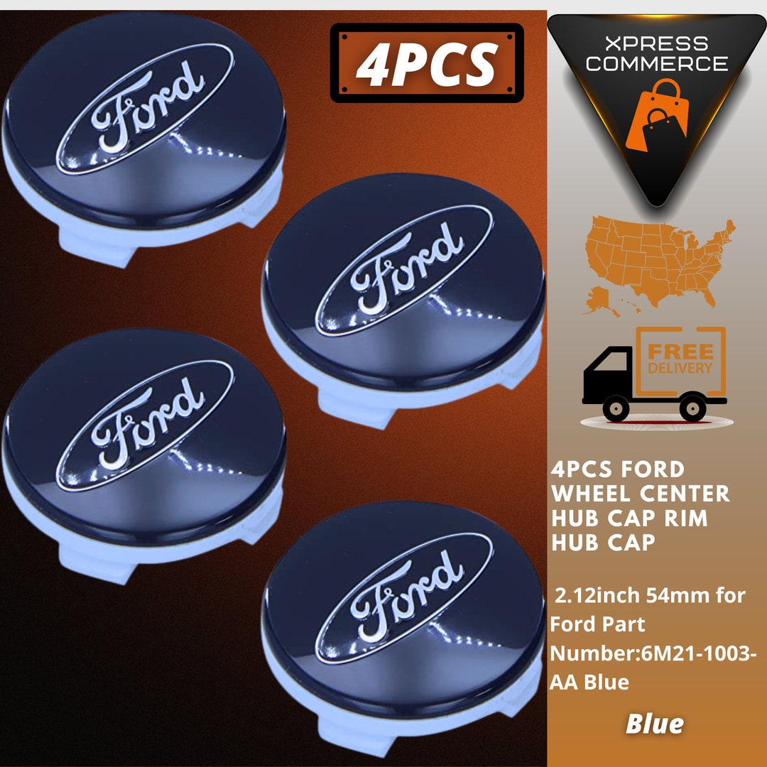 4X BLUE Wheel Center Hub Caps Emblem Rim Hubcap Cover 54mm for Ford ...