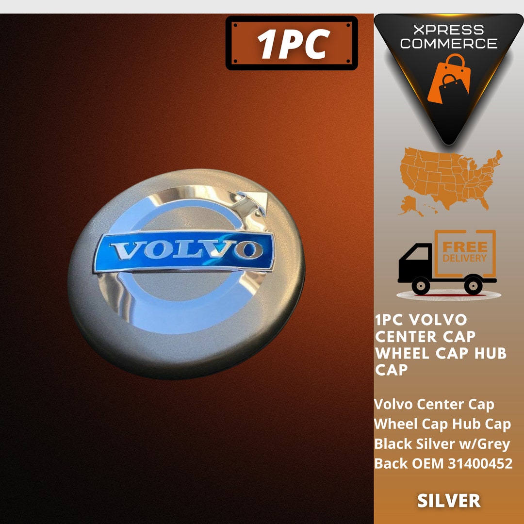 1X Brand New Volvo Wheel Center Hub Caps Rim Cap Silver Blue Emblem ...