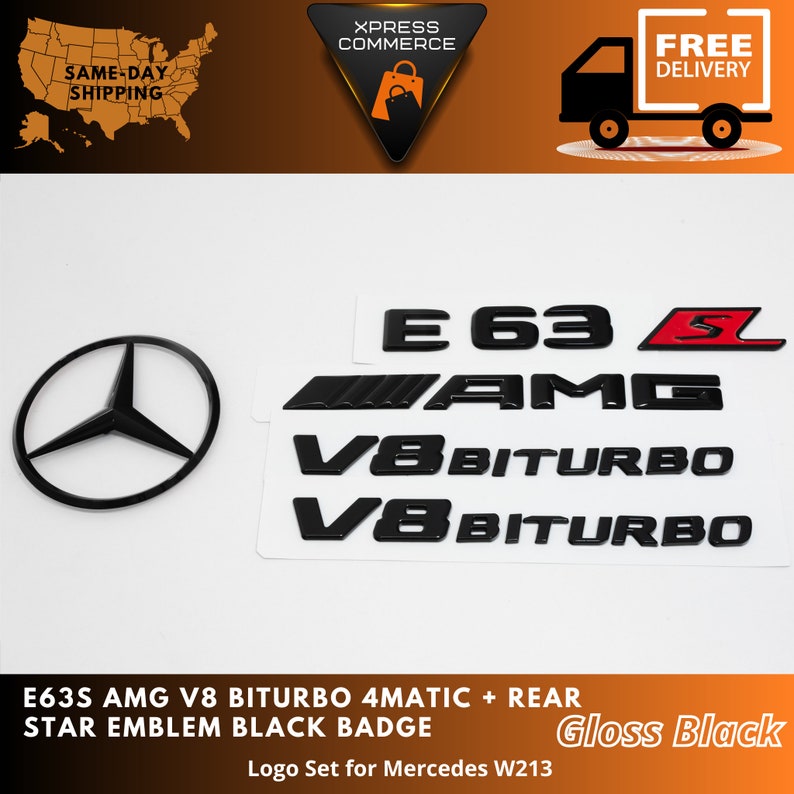 E63S AMG V8 BITURBO 4MATIC Rear Star Emblem Black Badge Combo - Etsy