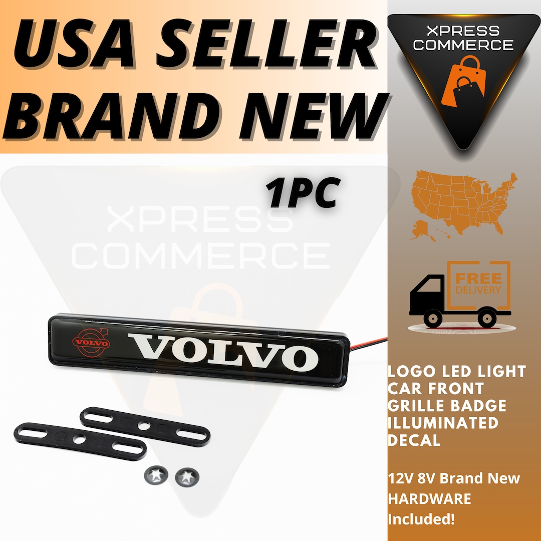 Volvo Logo LED Light Car Front Grille Badge Illuminated Decal - Etsy