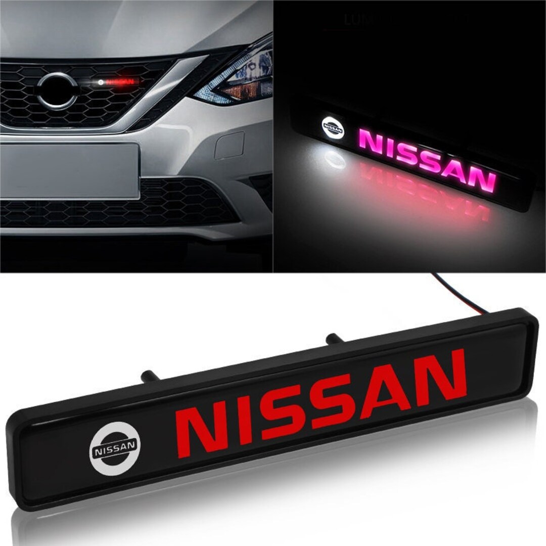 Fits for Nissan Red Led Light Car for Front Grille Badge Illuminated ...
