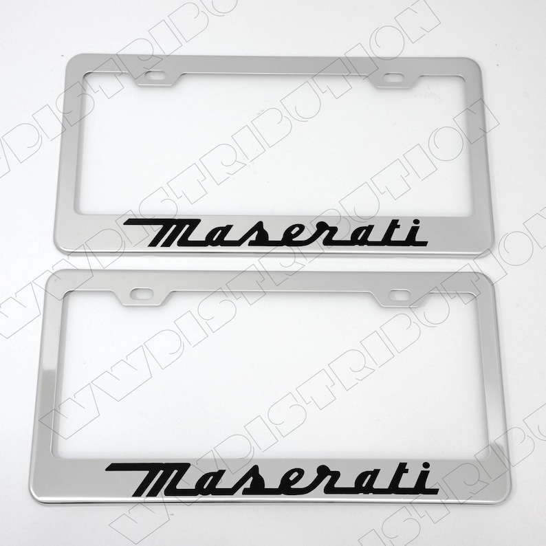 2x Fits for Maserati Stainless Steel Chrome Finished License Plate ...