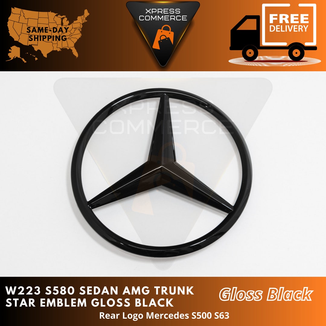 W223 S580 Sedan Amg Trunk Star Emblem Gloss Black Rear Logo Mercedes ...
