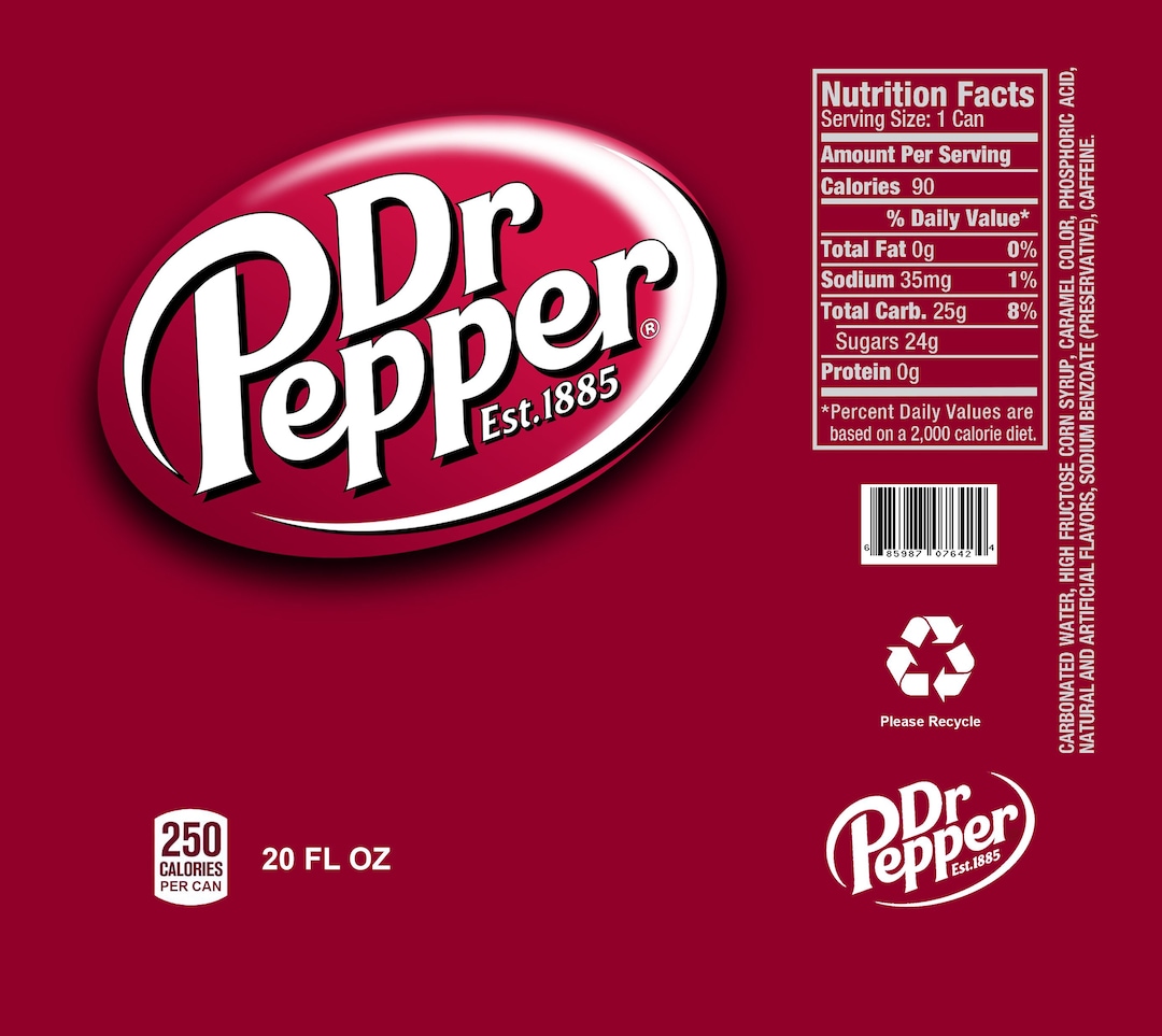 Dr. Pepper Wrap Straight Skinny Tumbler | 20 Oz Sublimation Wrap | JPEG ...