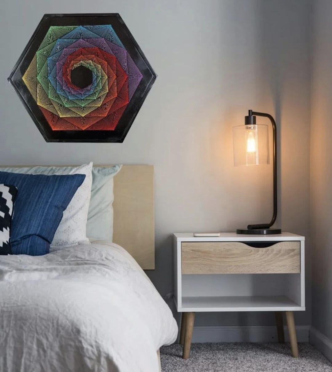 Rainbow Hexagon String Art - Geometric and Modern Wall Decor - Etsy