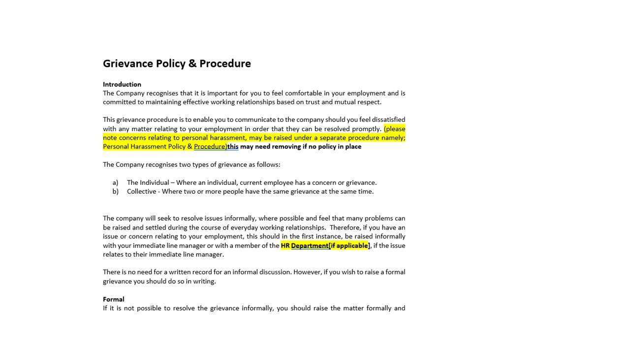Employment Grievance Policy Template - Etsy