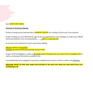 Grievance Outcome Template Letter - Etsy