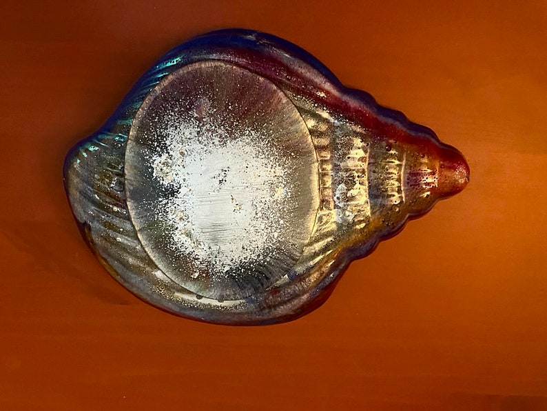 Blue, Purple, Silver and Yellow Sea Shell Dish Candle Holder Trinket - Etsy