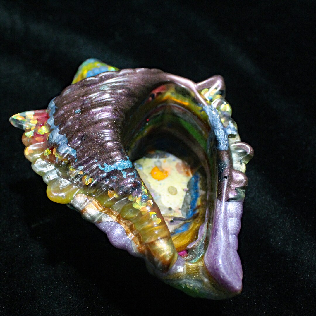 Colorful Striped Resin Seashell Trinket Potpourri Dish Gold Glitter - Etsy