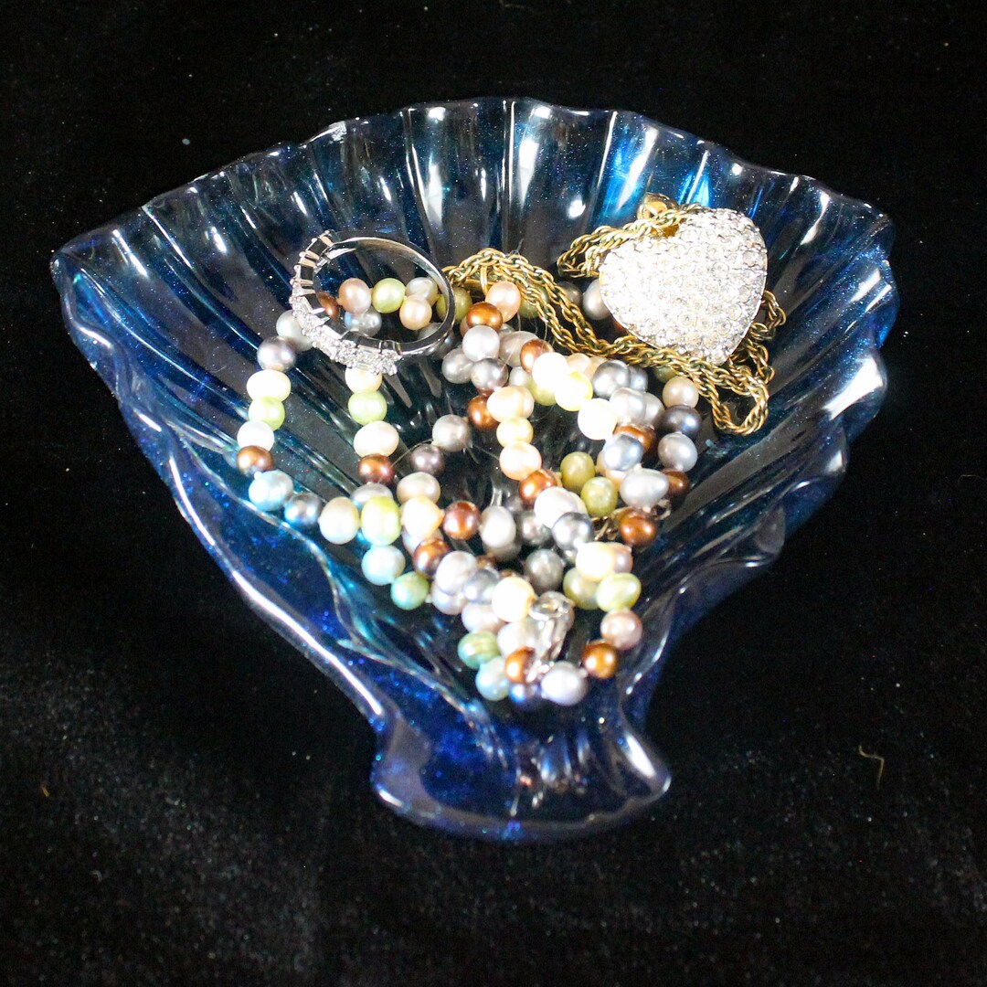 Dark Blue Seashell Shaped Trinket Dish Candle Holder - Etsy