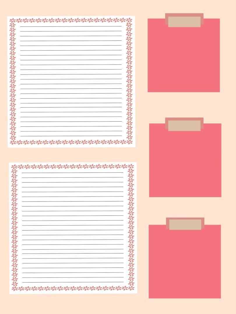 Printable Notes Template Peach With Flowers - Etsy