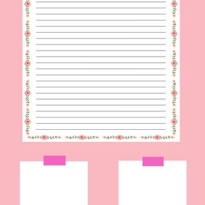 Printable Pink Notes Template With Flowers - Etsy