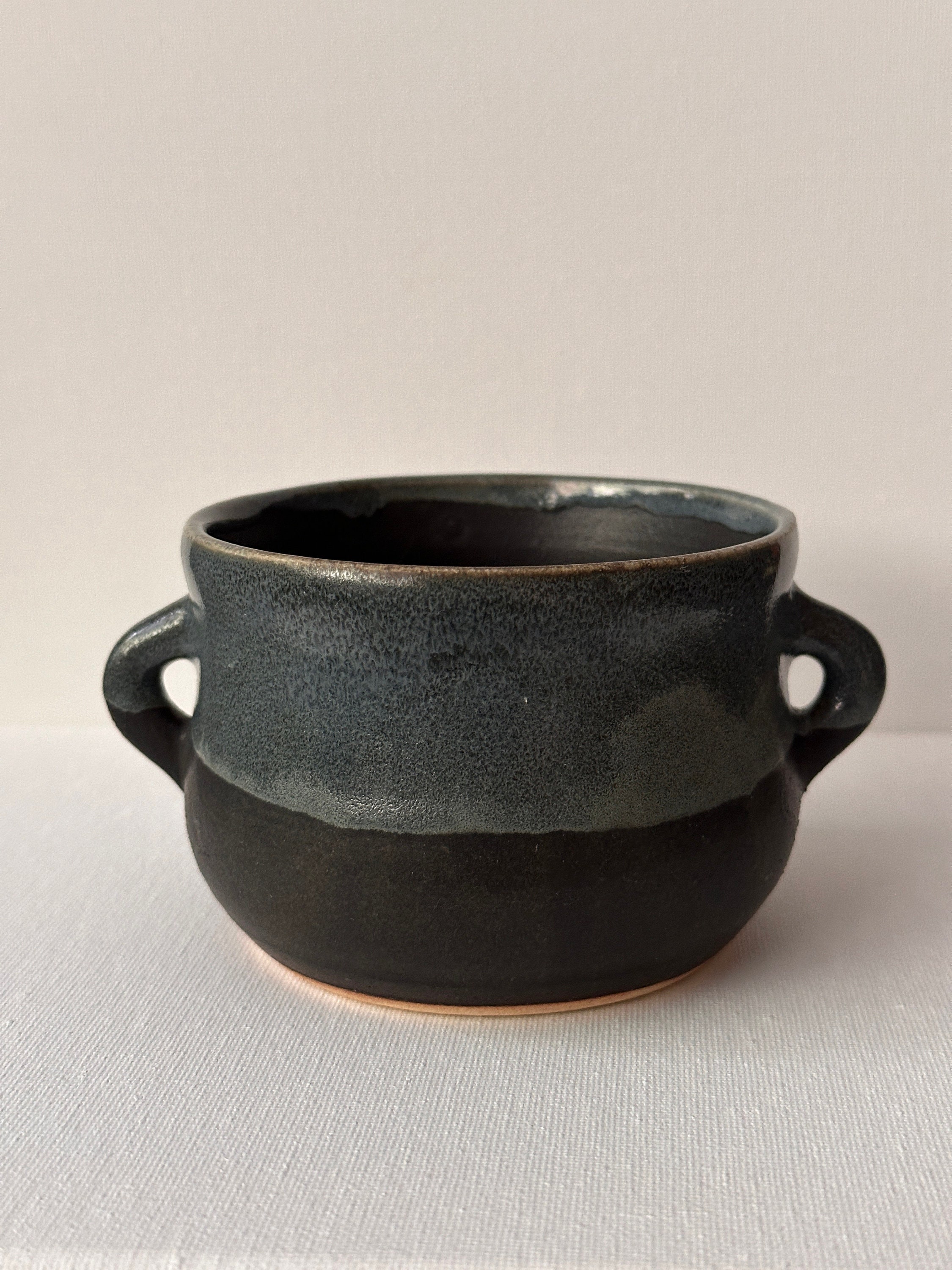 Two Tone Matte Black Cauldron Pot - Etsy