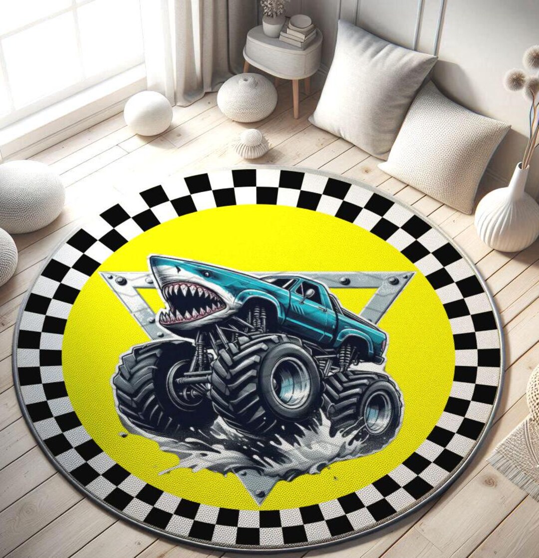 Monster Truck Rug for Kids, Custom Truck Rug, Personalized Tractor Kids ...