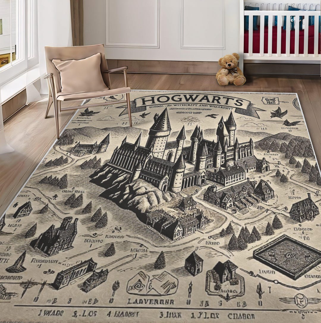 Wizarding School Map Rug, Witchcraft Academy Decor - Etsy