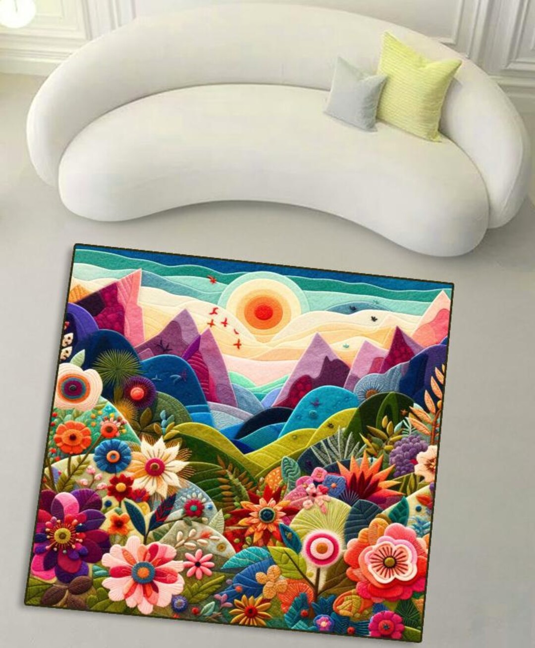 Mountain Ranges Lounge Rug, Nature Pattern Rug, Nonslip Area Rug ...