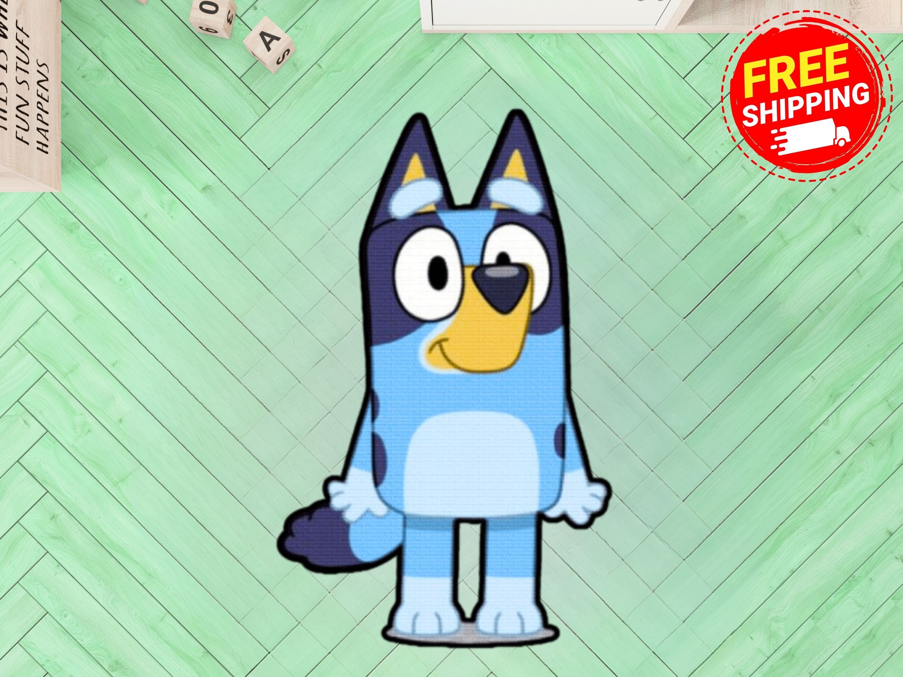 Bluey Rug SHAPED Kids Room Rug, Cartoon Bluey Rug, Boys Room Rug, Boy ...