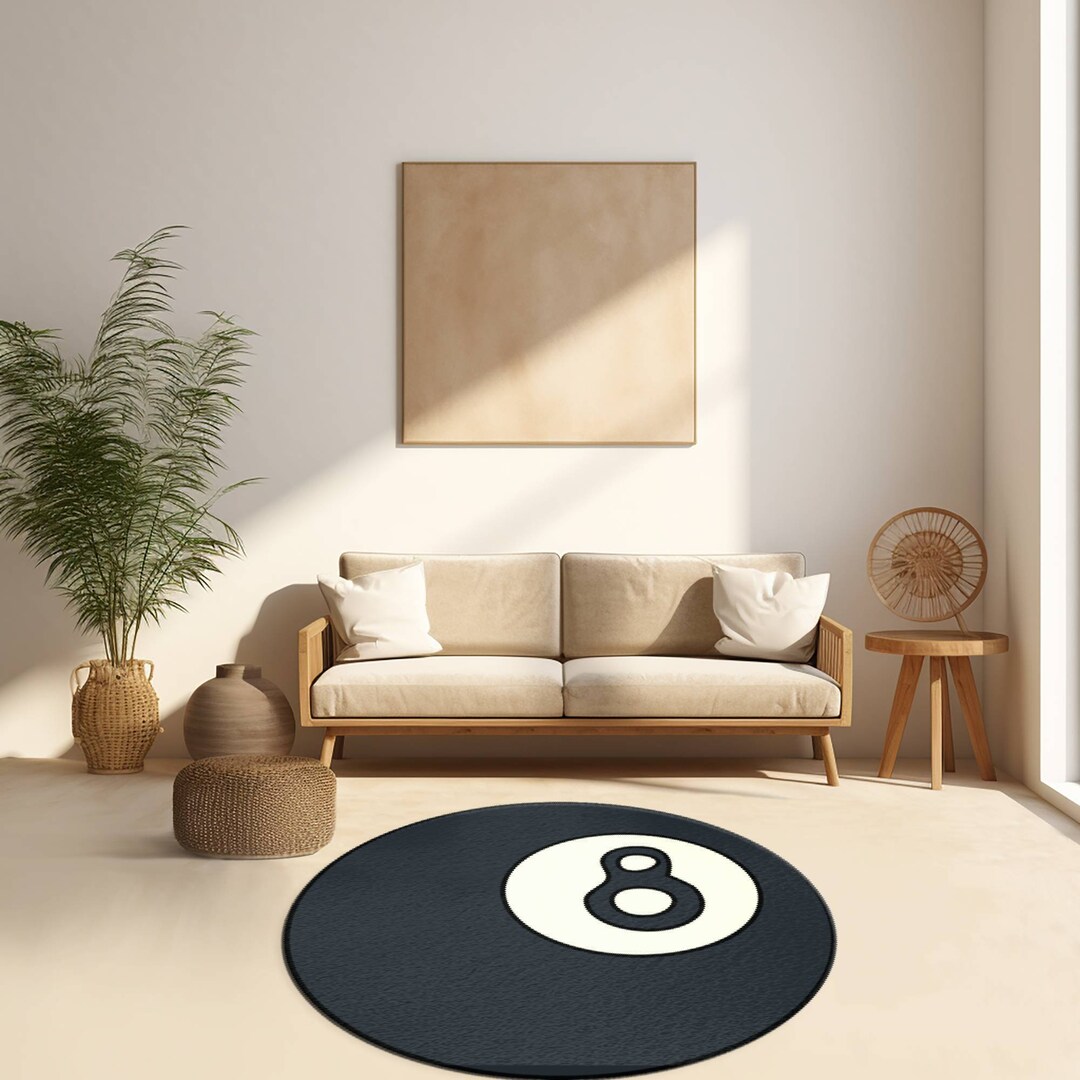 Billiard Ball Rug, 8 Ball Rug, Round Rug, Billiard Ball Carpet, Living ...