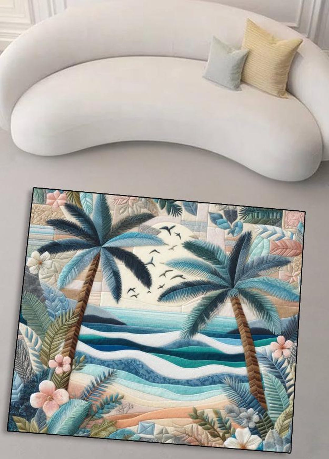Palm Trees Area Rug, Palm Trees Carpet, Palm Trees Rectangle Rug ...