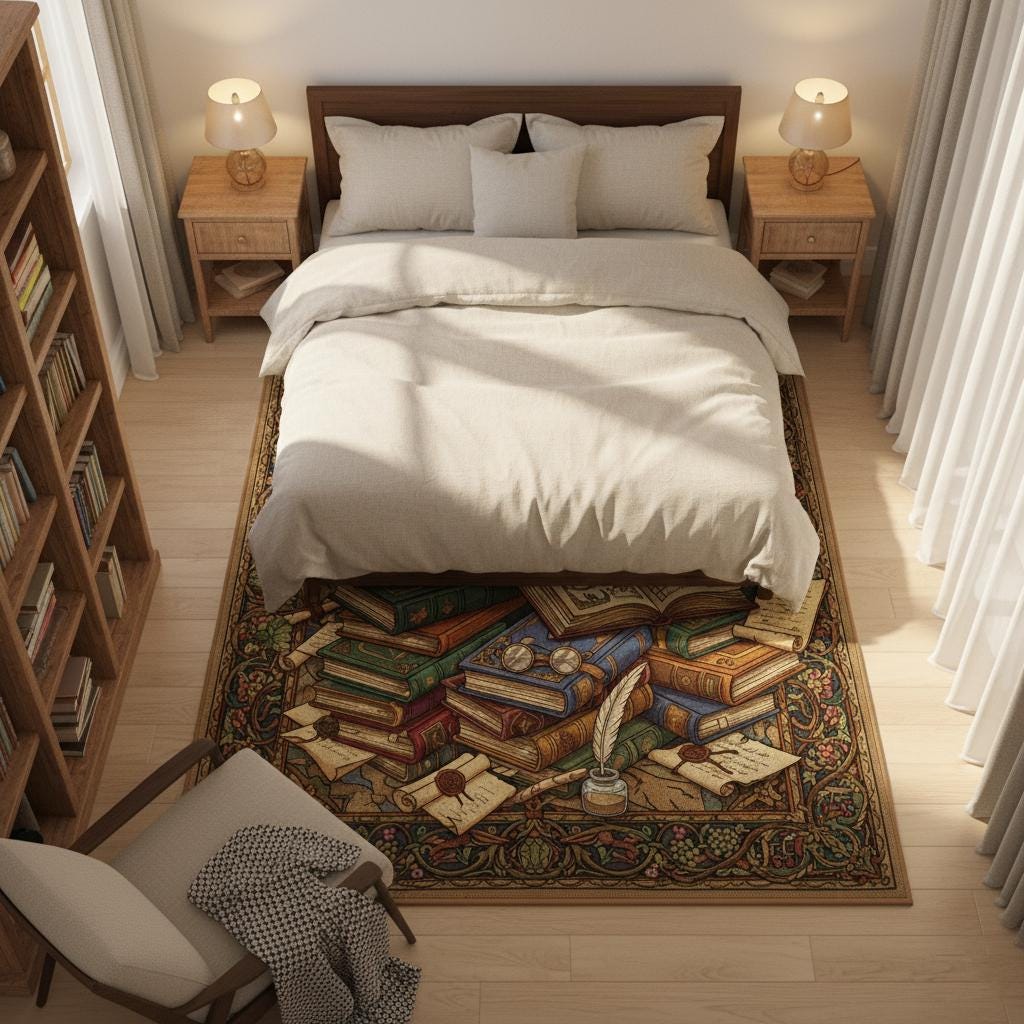 Bookish Decor Rug – Bibliophile Gift, Literary Home Rug, Reading Corner ...