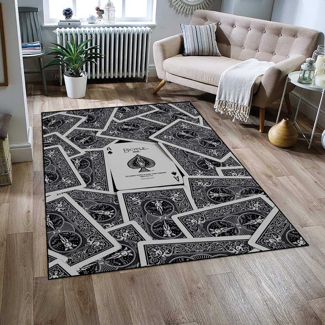 Playing Cards Patterned Rug, Card Deck Design, Spades, Hearts, Diamonds ...