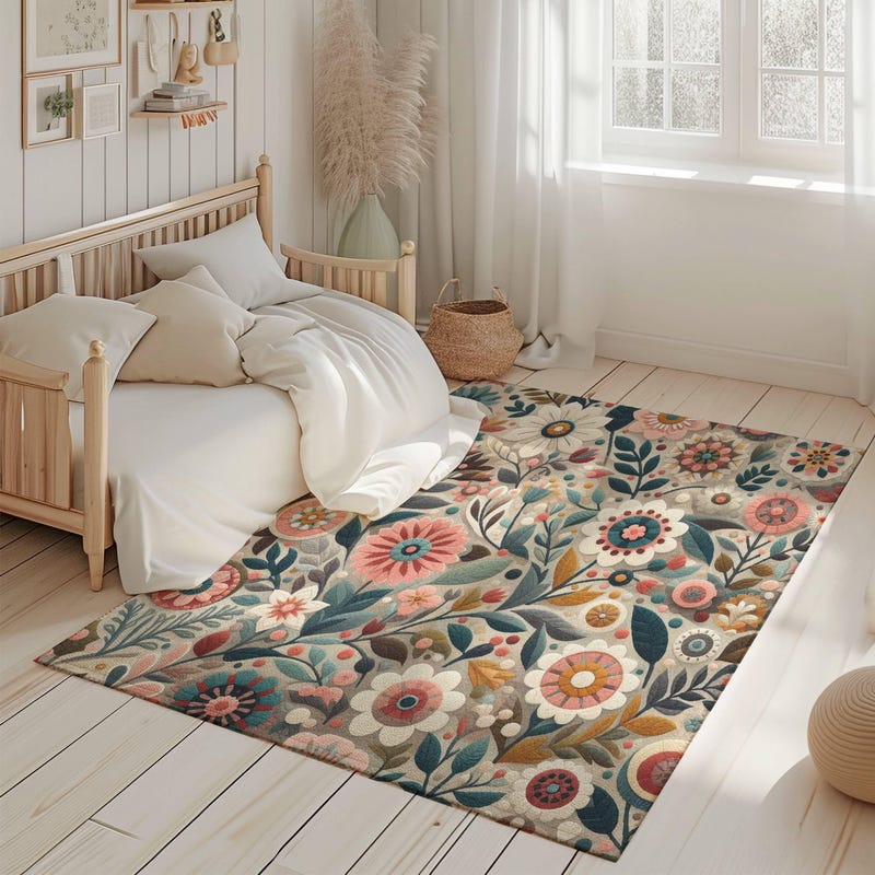 Floral Rug - Etsy