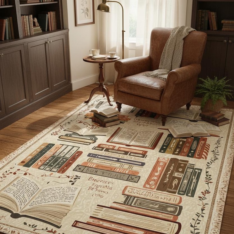 Round Library Books Rug - Etsy UK