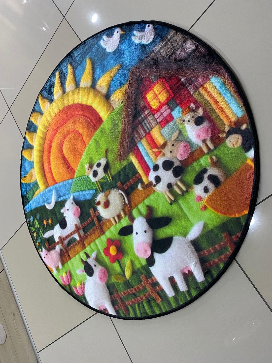 Farm Animals Rug, Nursery Baby Rug, Cow Rug, Sheep Rug, Baby Play Rug ...