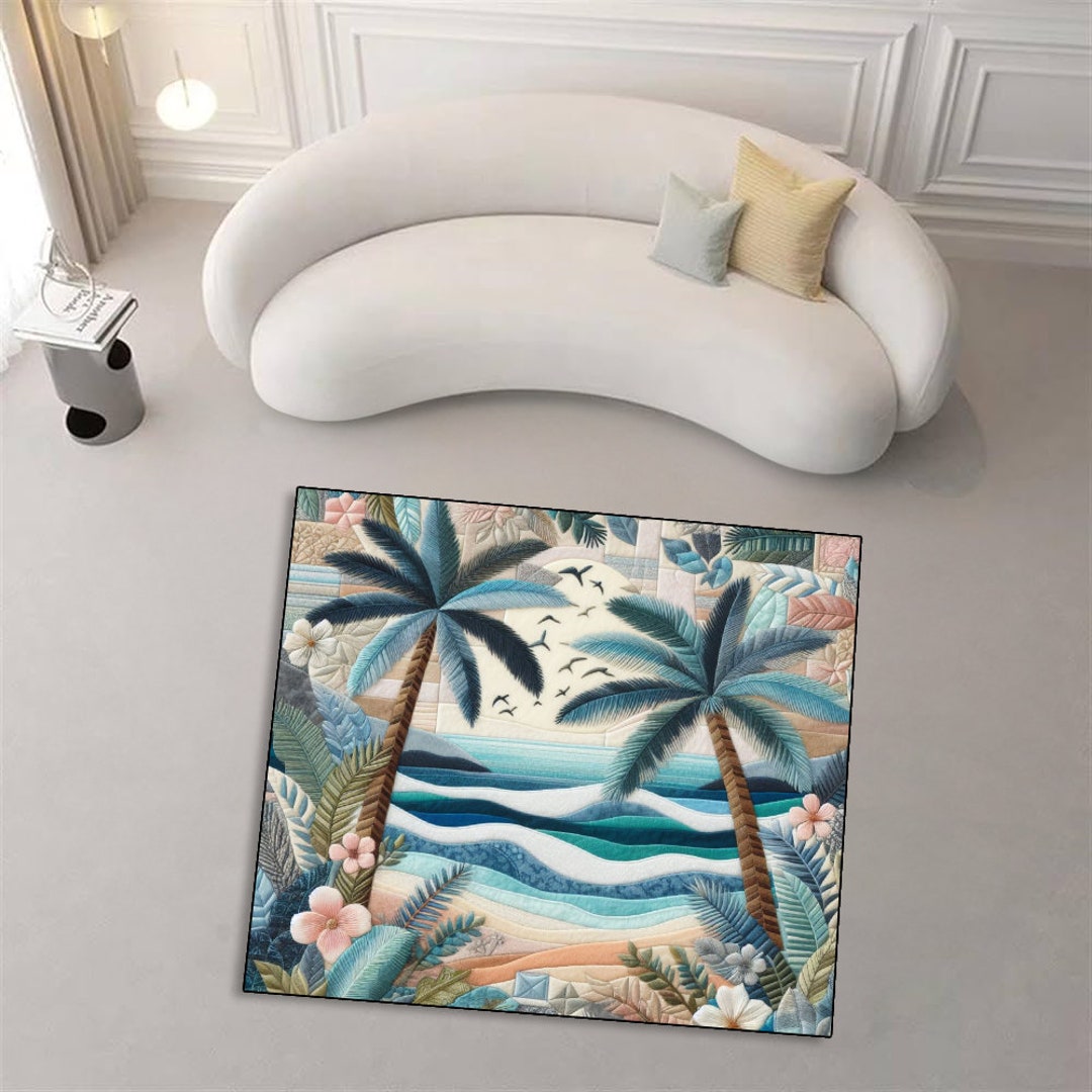 Palm Trees Area Rug, Palm Trees Carpet, Palm Trees Rectangle Rug ...