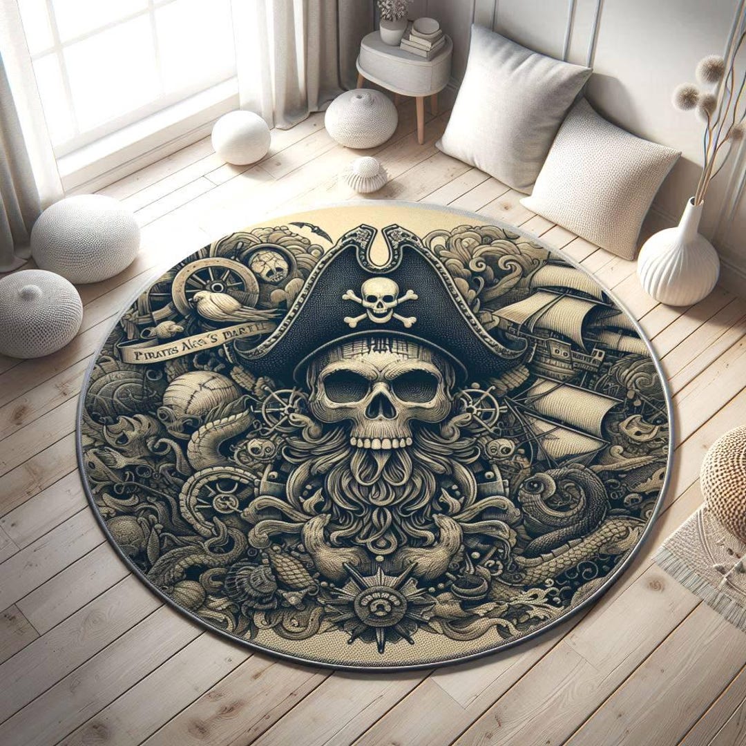 Pirate Skull Rug: Gothic Black and White Area Rug - Etsy