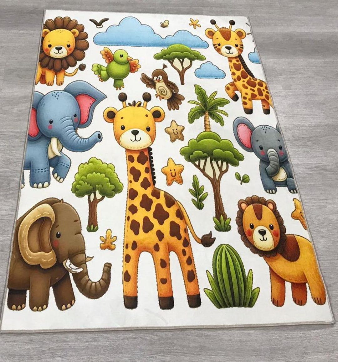 Jungle Animals Nursery Rug, Playroom Rug, Safari Animal Rug, Kids Rug ...