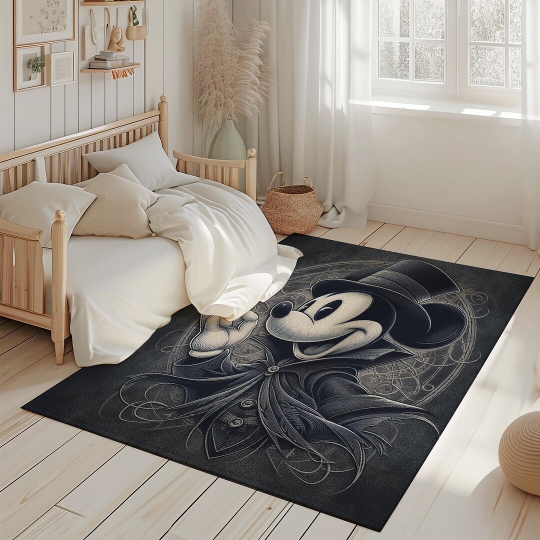 Gothic Mickey Mouse Rug, Dark Academia Rug, Nursery Rug, Kids Room ...