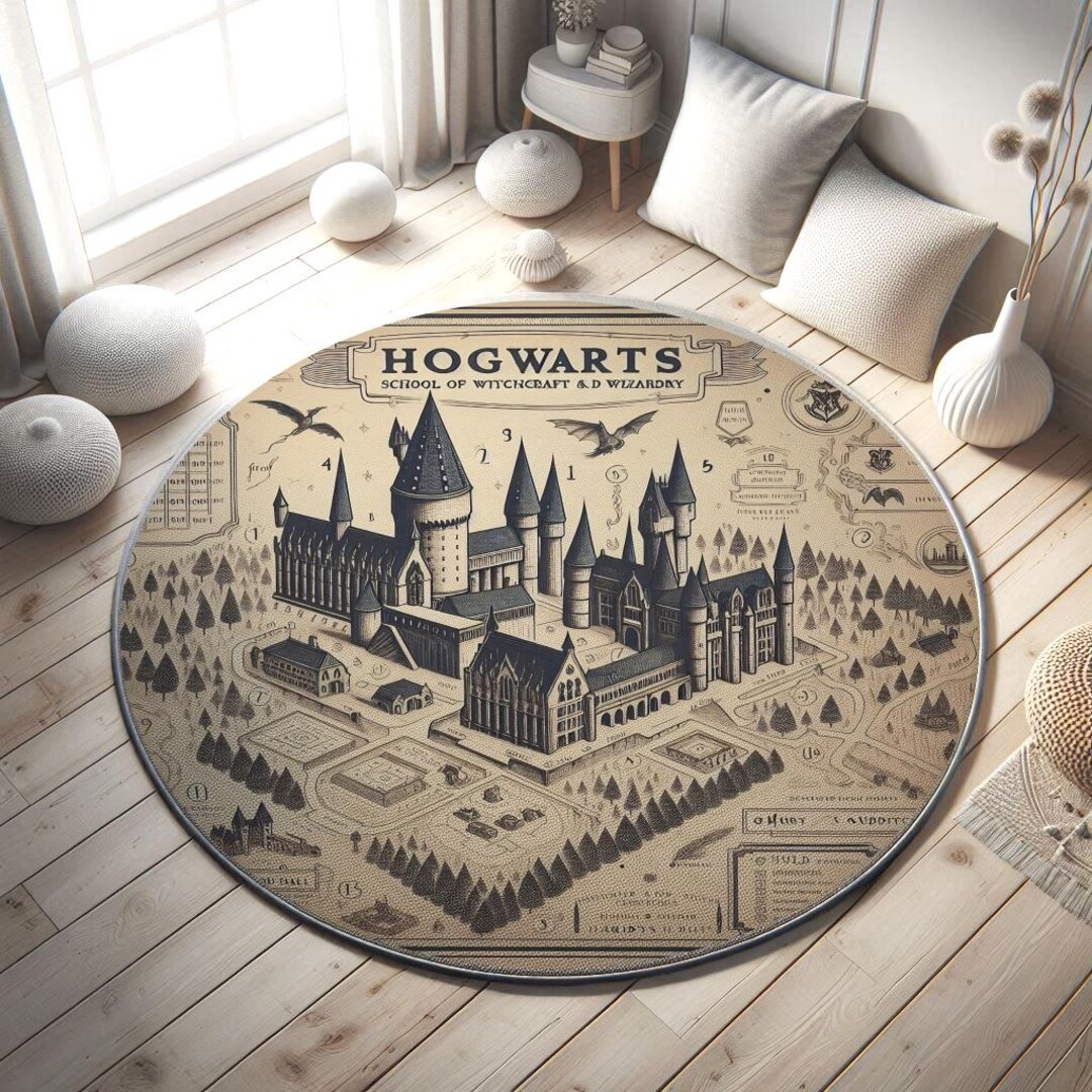 Wizard School Rug, Fly Away to Hogwarts, Magical Adventure Rug, Potter ...