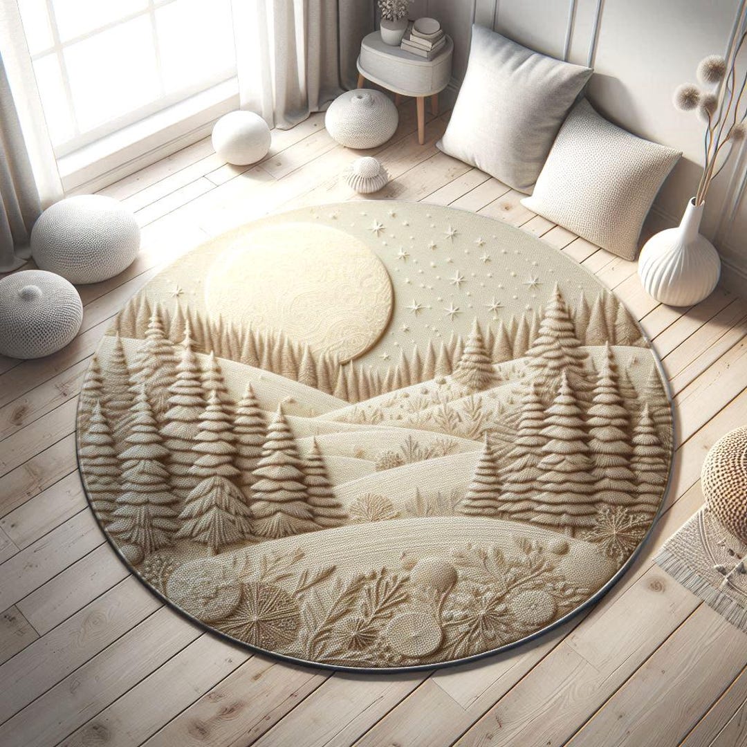 Pine Trees Rug, Woodland Graphics Rug, Forest Illustrations Rug, Pine ...
