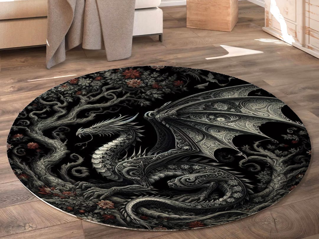 Medieval Dragon Rug Fantasy Dragon Lover Gift Gothic Fairytale Decor ...