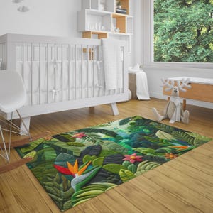 Tropical Tranquility Floral Rug - Exotic Green Vibes Rug - Palm Leaf ...