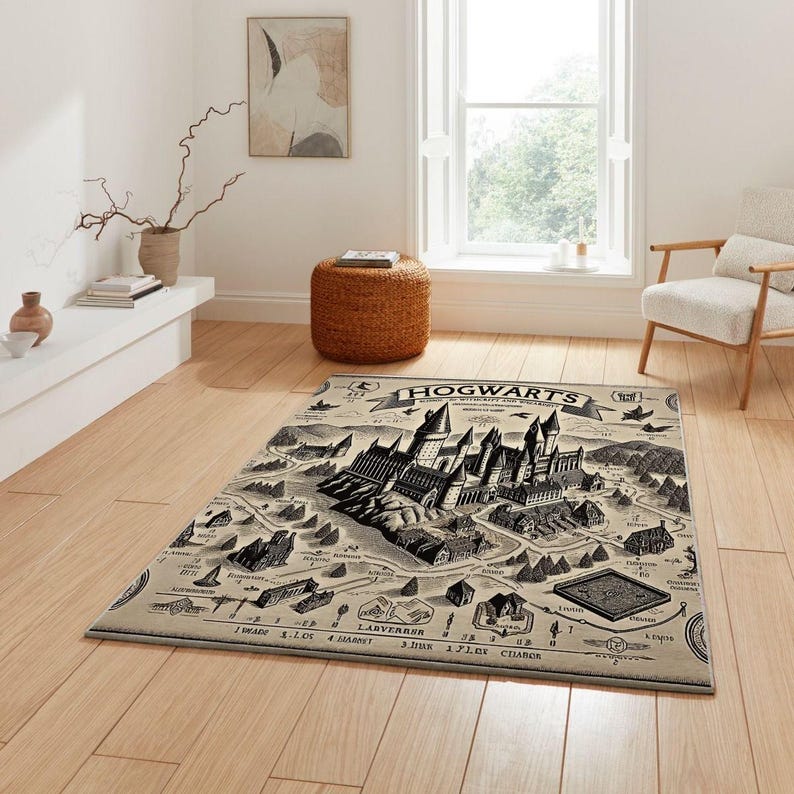 Wizarding School Map Rug, Witchcraft Academy Decor - Etsy