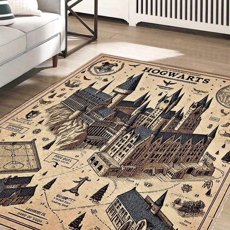 Wizarding School Map Rug, Potter Fans Kids Room Decor - Etsy